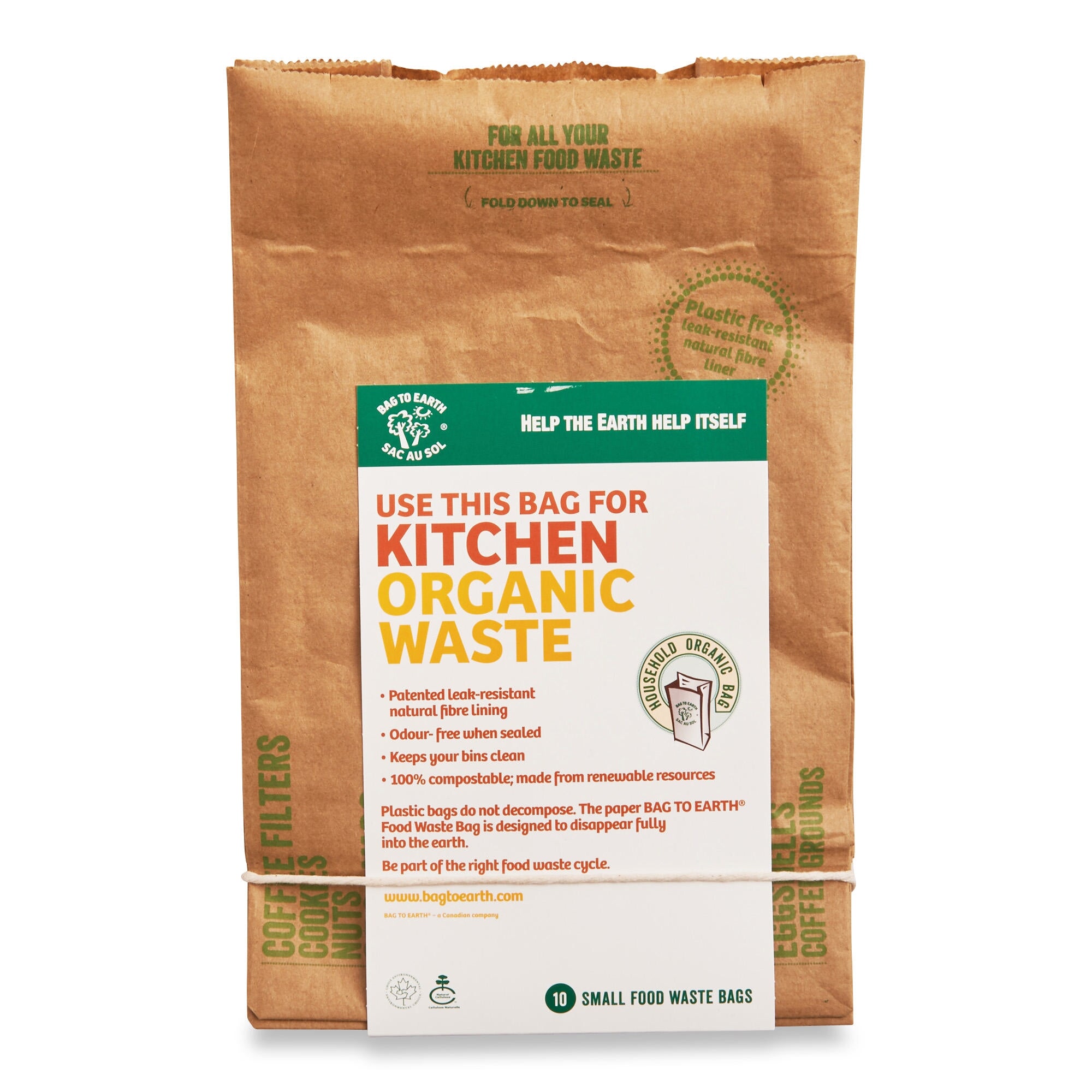 Bag to Earth Leak-Proof Biodegradable Food Waste Bag, Small, Brown ...
