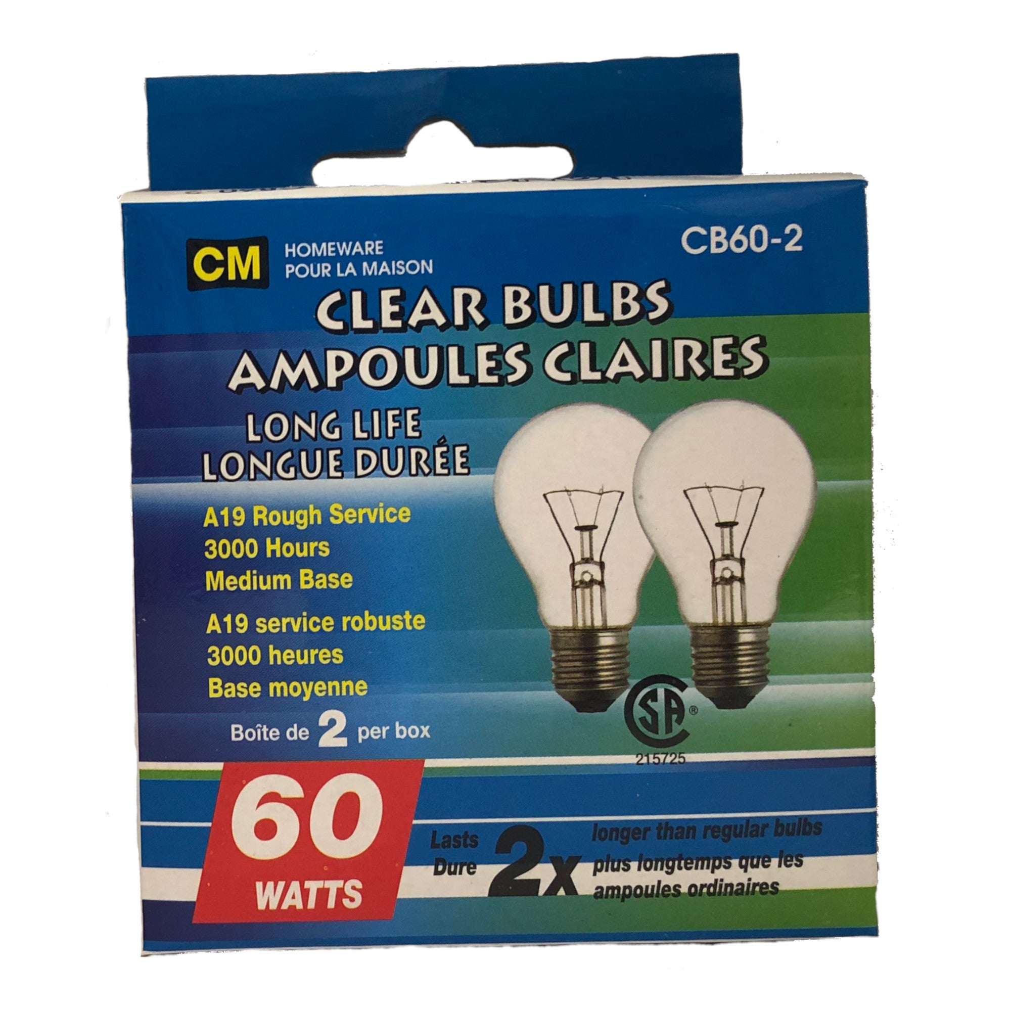 CM Homeware 60 W Clear Light Bulbs, White, 2-Pack – Giant Tiger