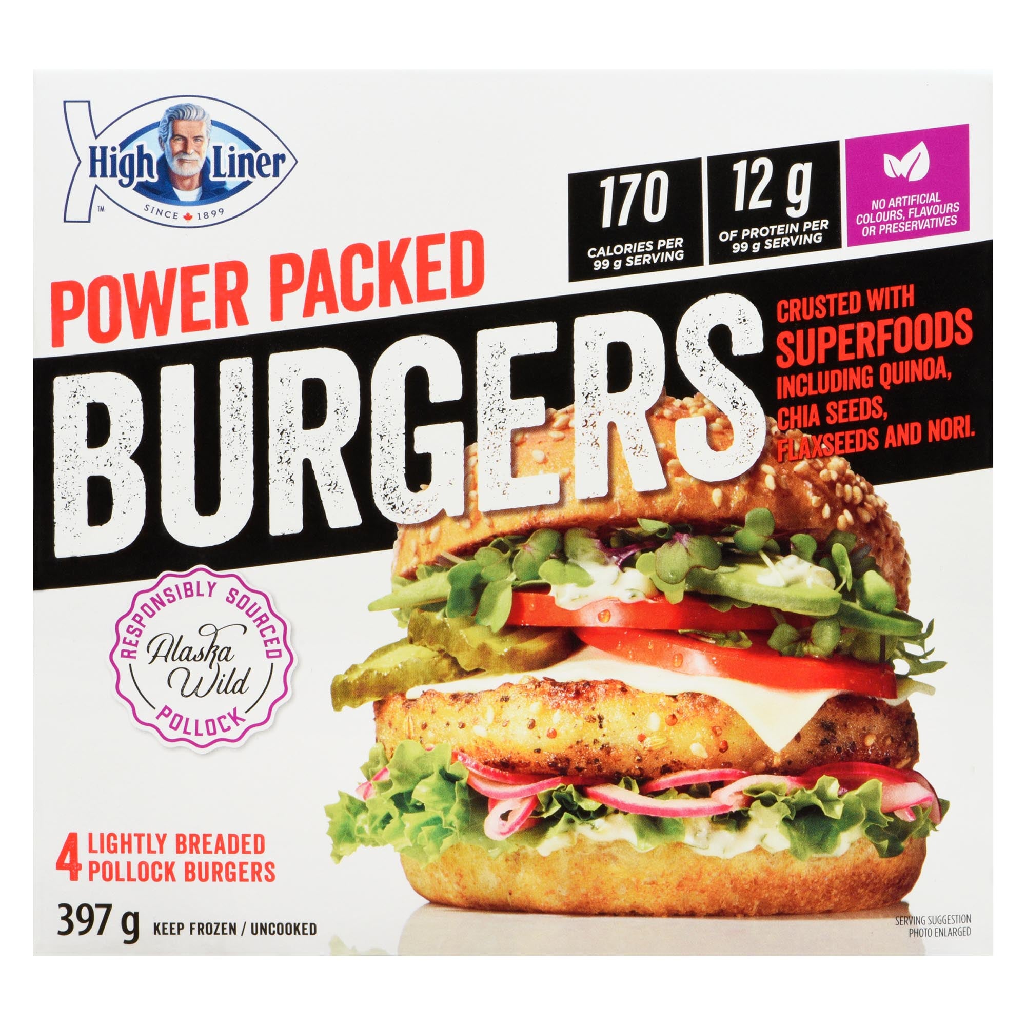 High Liner Burgers Power Packed Lightly Breaded Pollock Burgers, 4-Pac ...