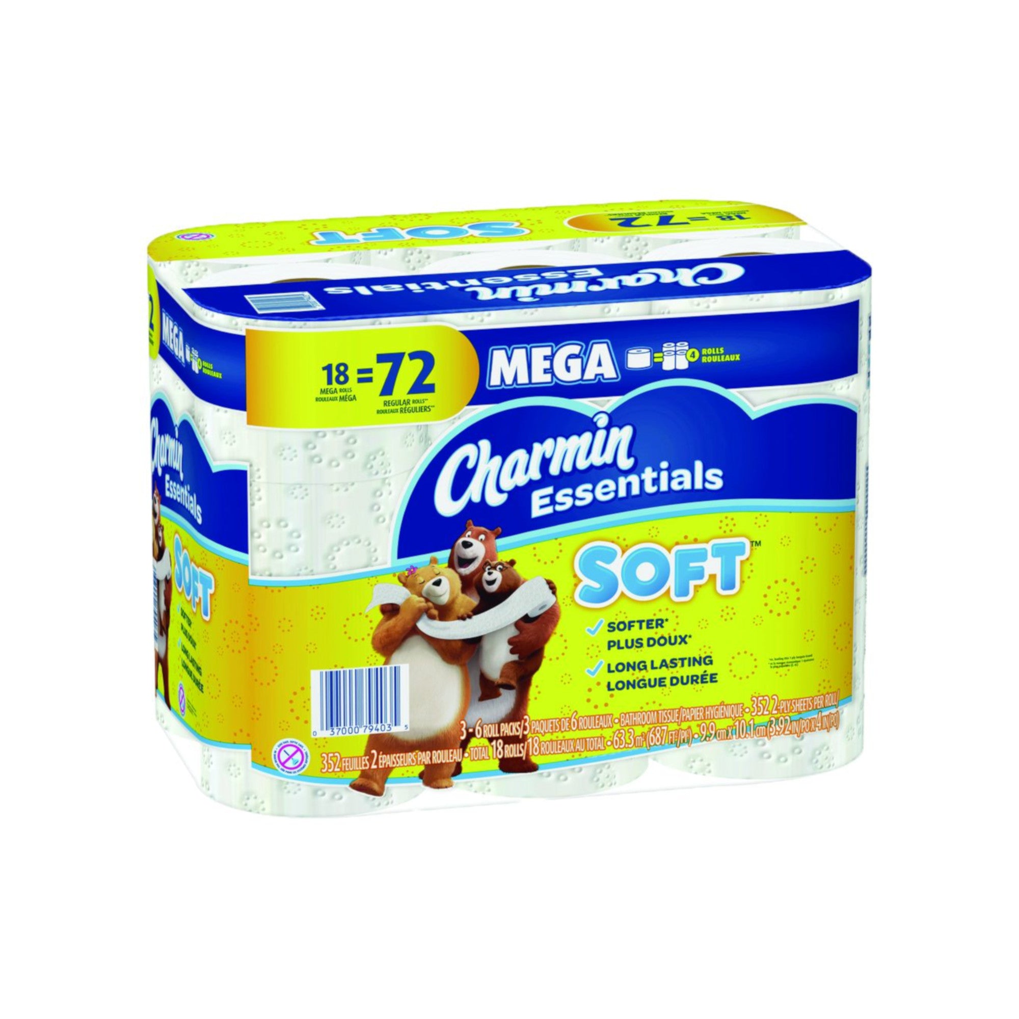 Papier hygiénique Charmin Essentials doux et durable, emballage de 18 ...