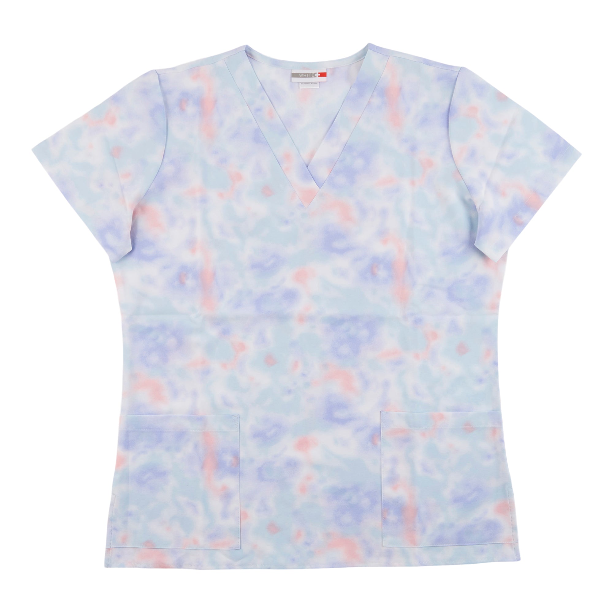 White Cross Women's Spring Time Tie Dye Scrub Top with Front Pockets ...