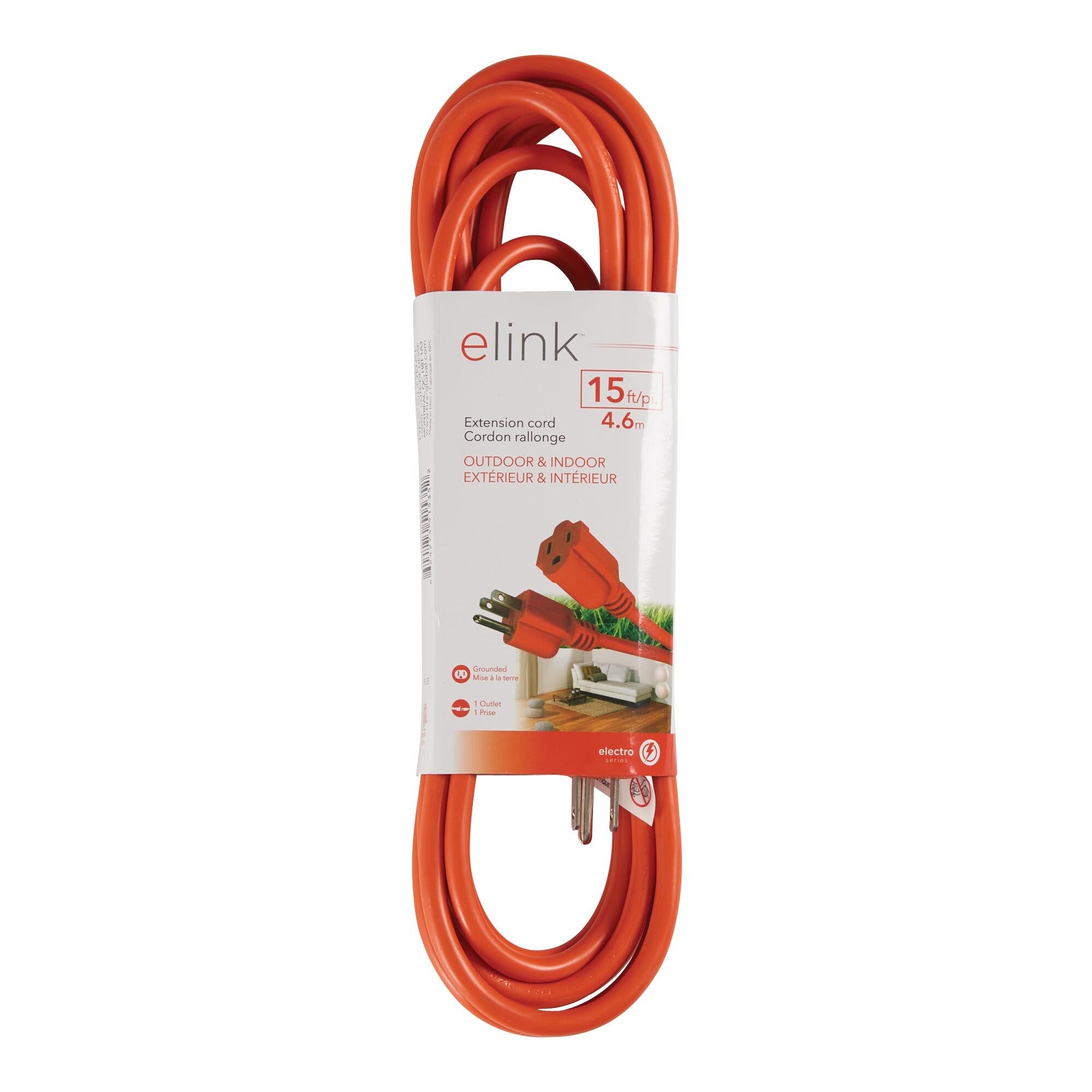 Elink Extension Cord with 3 Grounded Outlets, 15-ft, Red – Giant Tiger