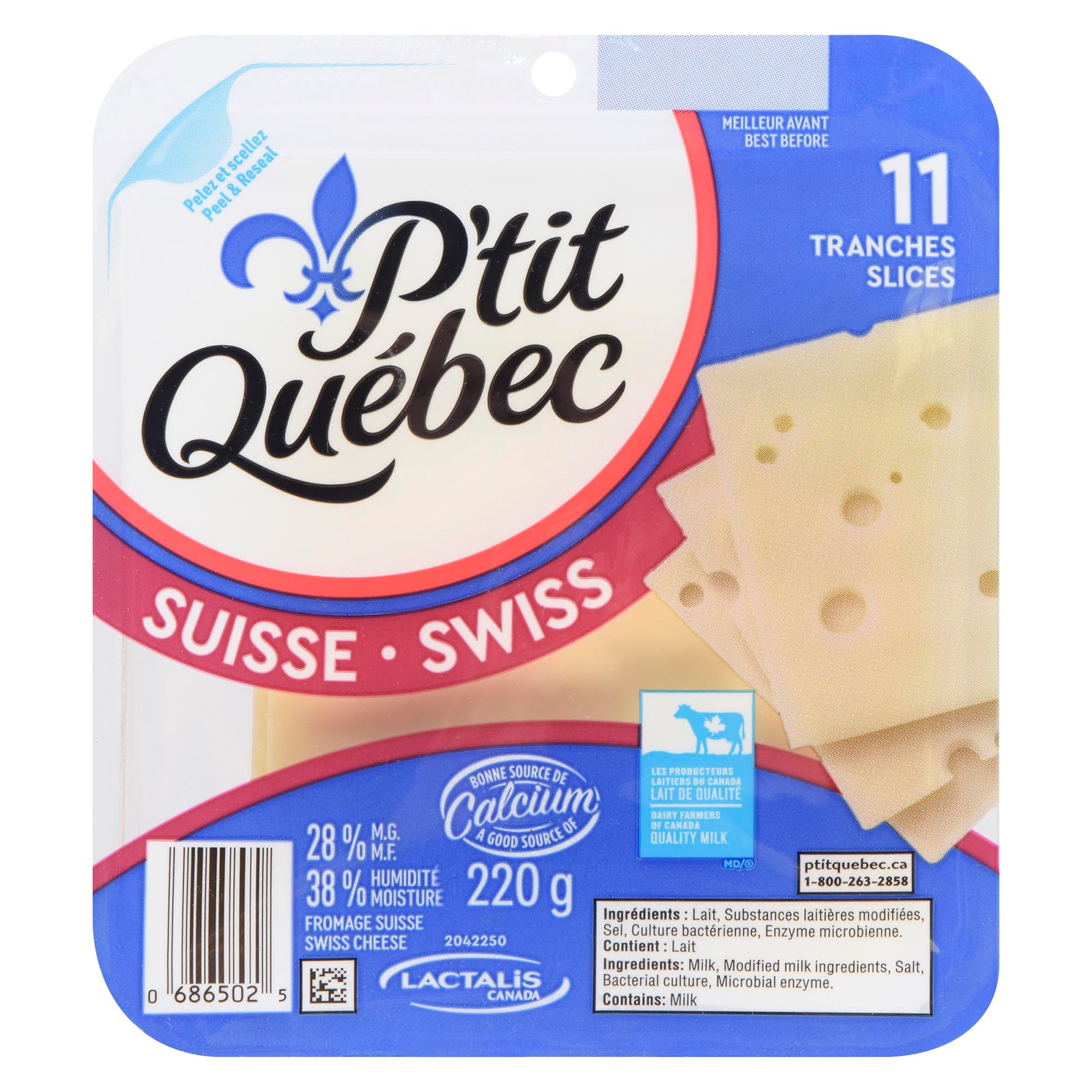 P'tit Québec Swiss Cheese 28 % M.F., 11-Pack, 220-g – Giant Tiger