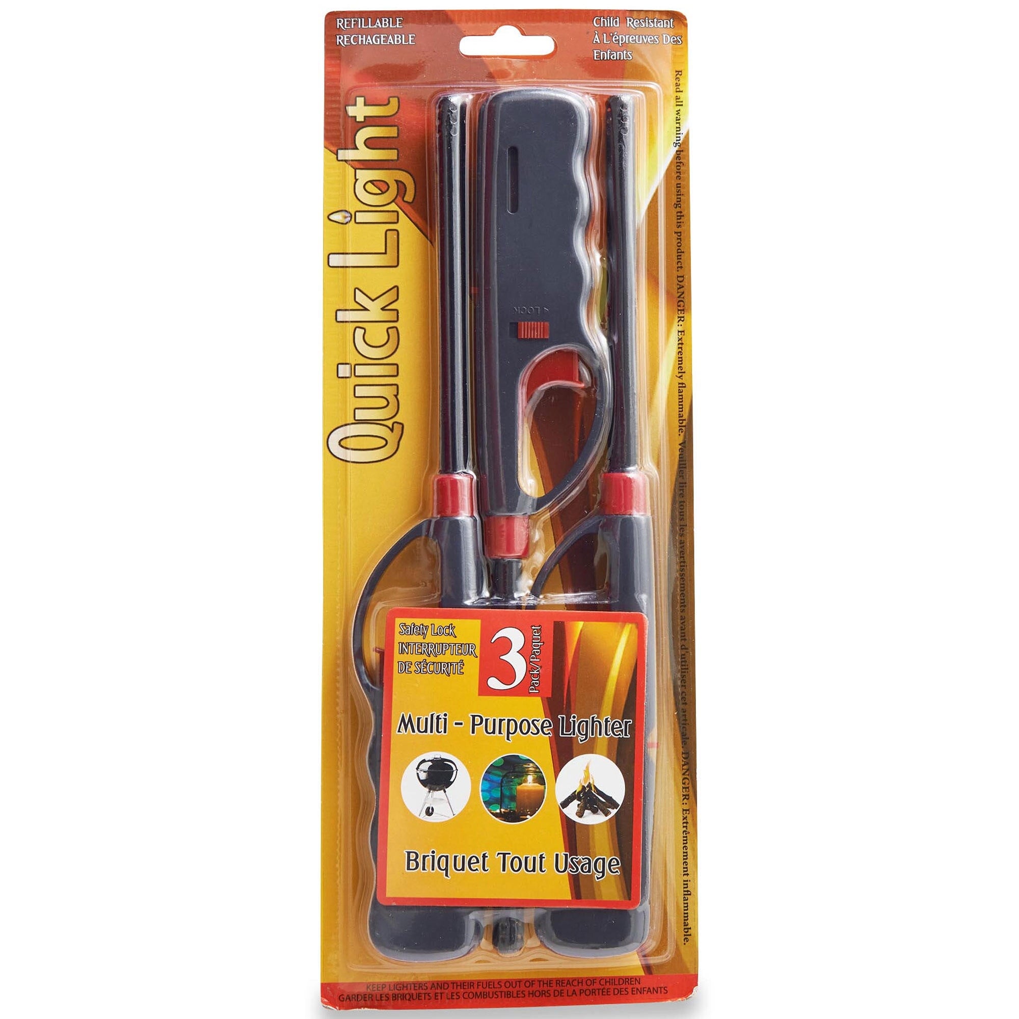 Quick Light Multi-Purpose Refillable BBQ Lighter, Black, 3-Pack – Giant ...