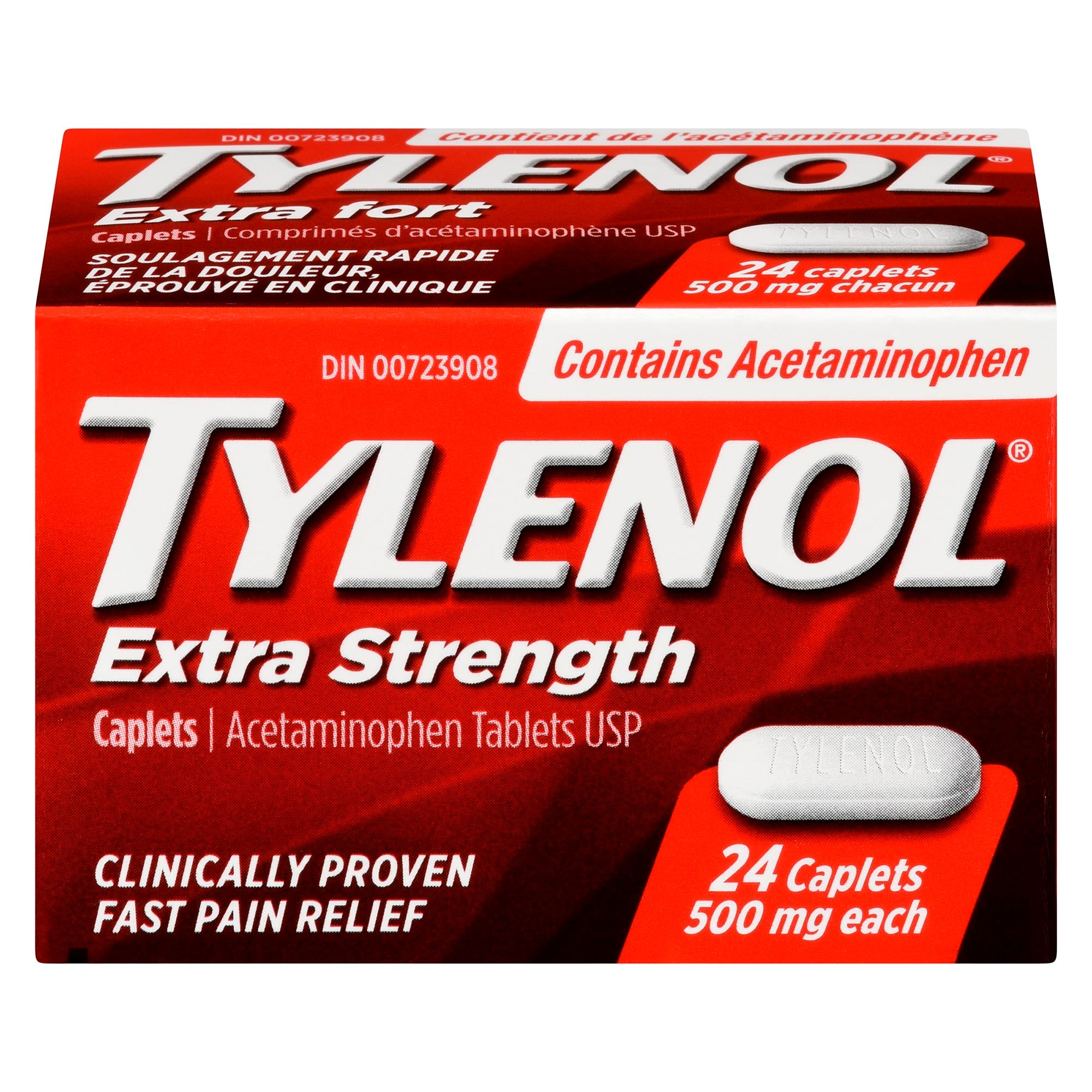 Tylenol Acetaminophen Tablets USP Extra Strength 500-mg, 24-Pack ...