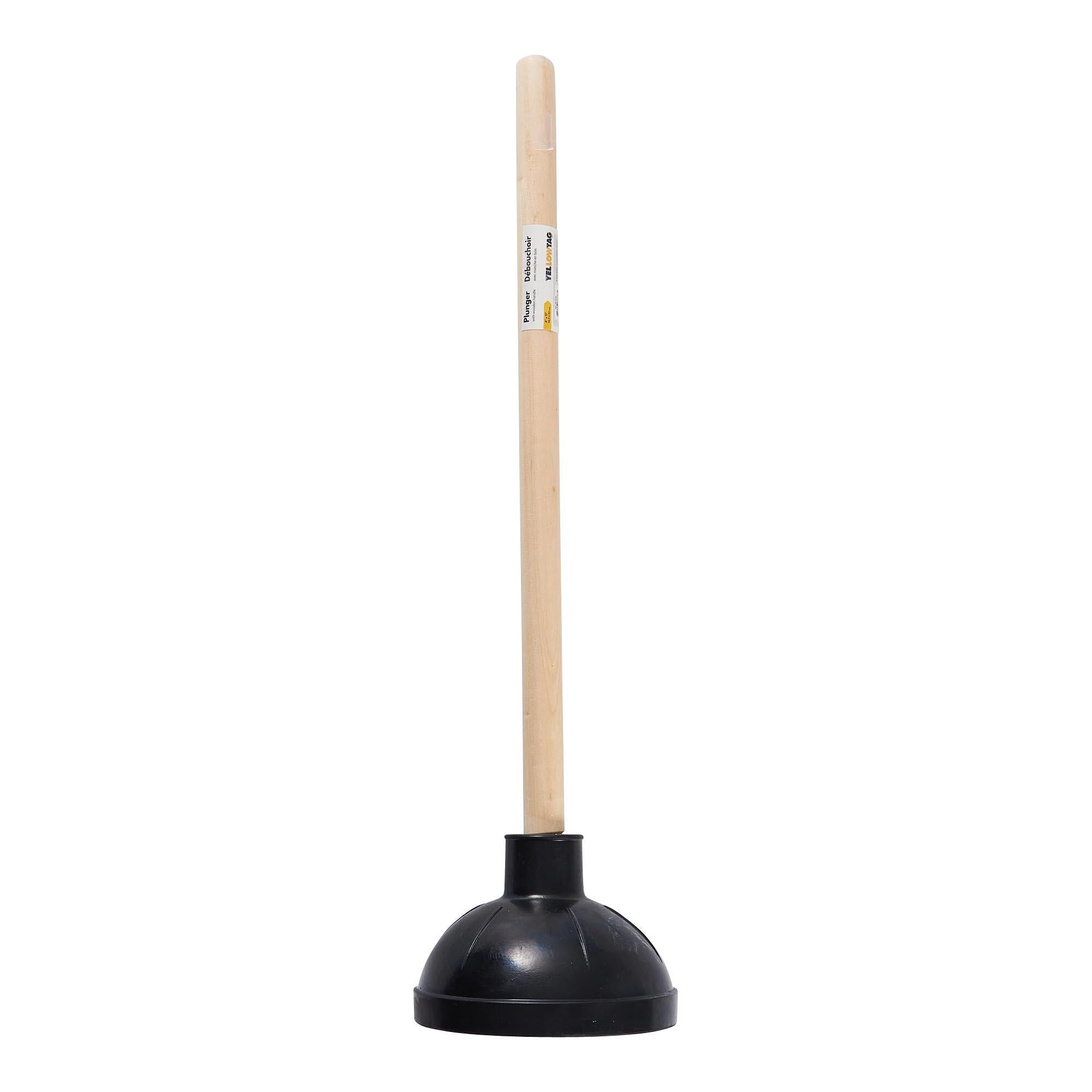 YellowTag Wooden Handle Toilet Plunger, 6-in x 13-in, Brown and Black ...