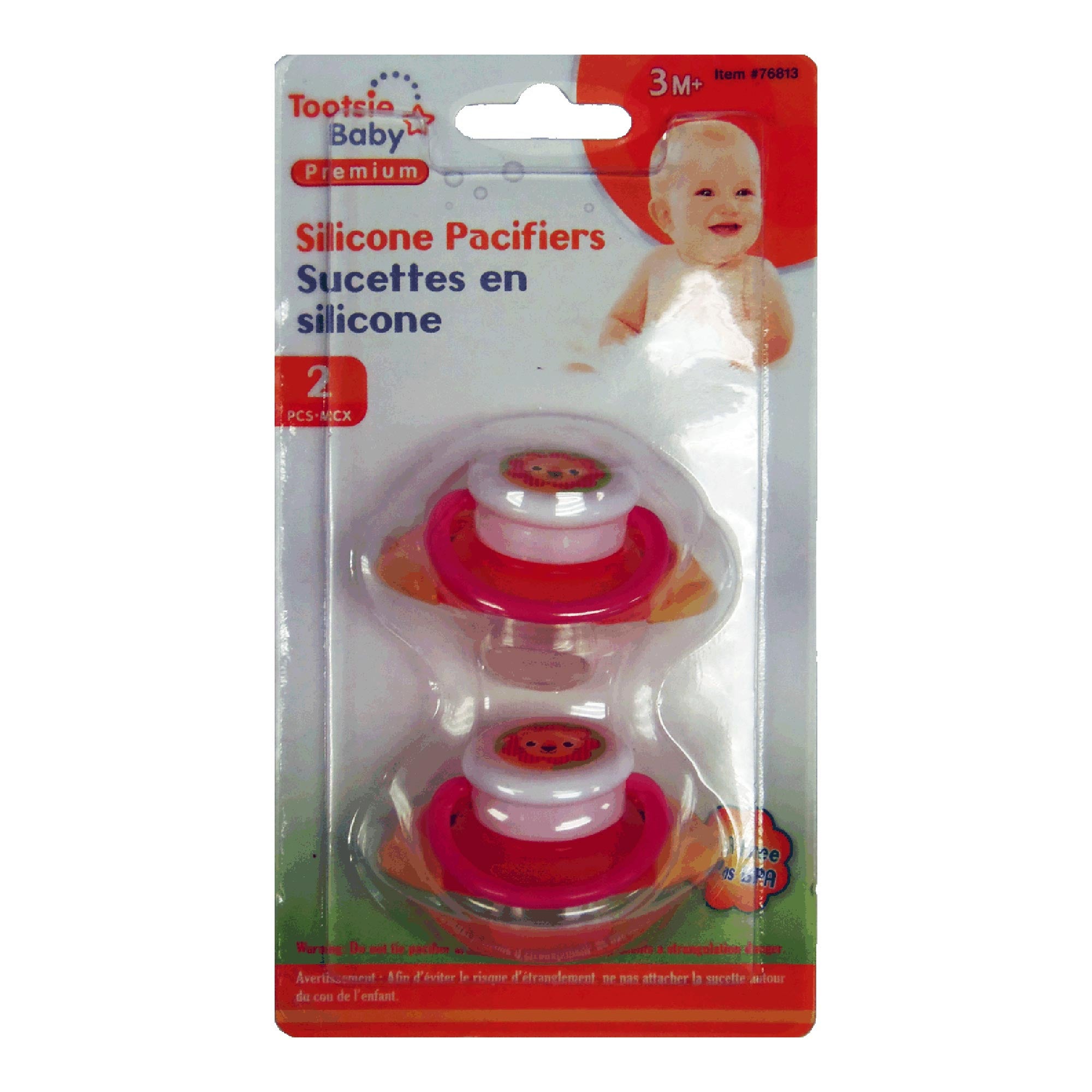 Tootsie Baby Silicone Pacifier, Red and White, 2-Pack – Giant Tiger